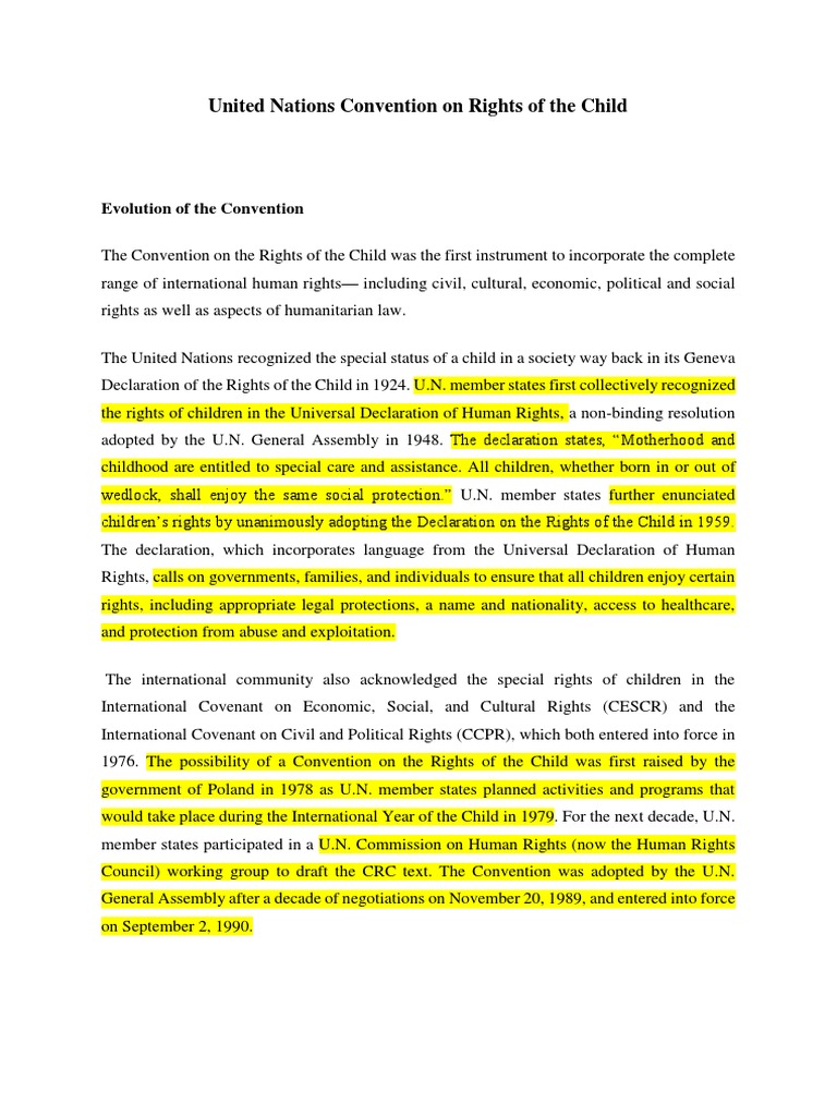 United Nations Convention On Rights of The Child | PDF | Convention On ...
