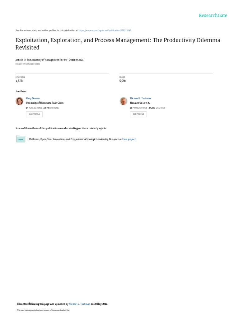 Exploitation Exploration and Process Management TH | PDF | Innovation ...