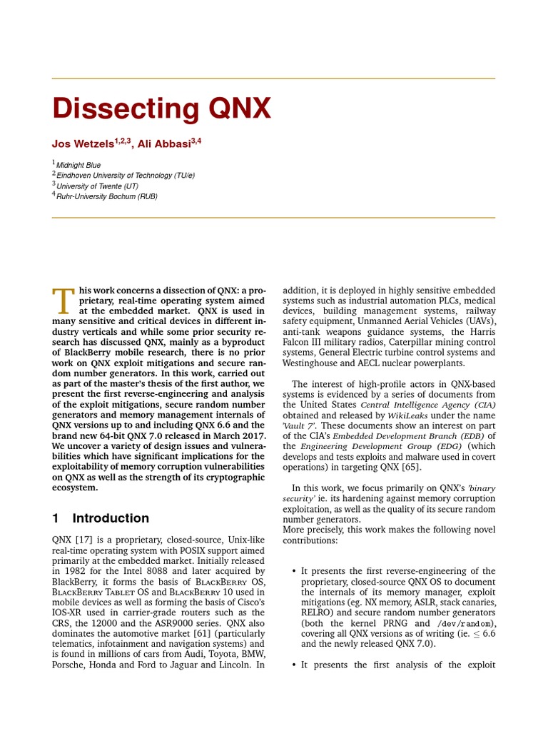 Asia-18-Wetzels Abassi Dissecting QNX WP PDF | PDF | Kernel (Operating ... Asia-18-Wetzels Abassi Dissecting QNX WP PDF | PDF | Kernel (Operating ...