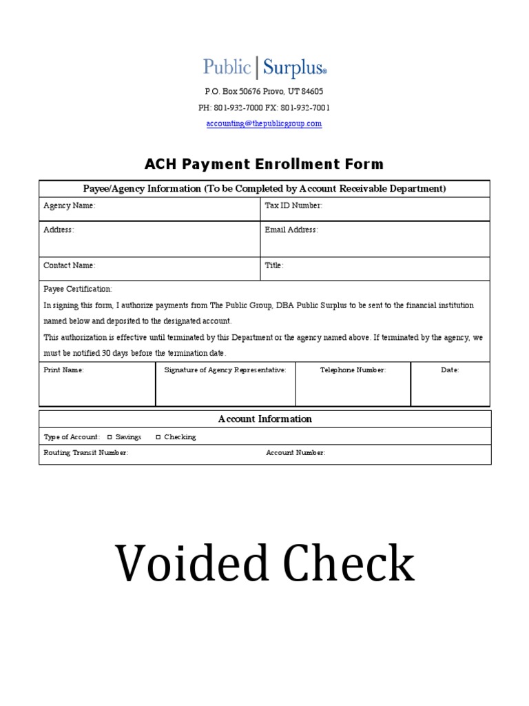 ACH Payment Enrollment Form | PDF | Finance & Money Management