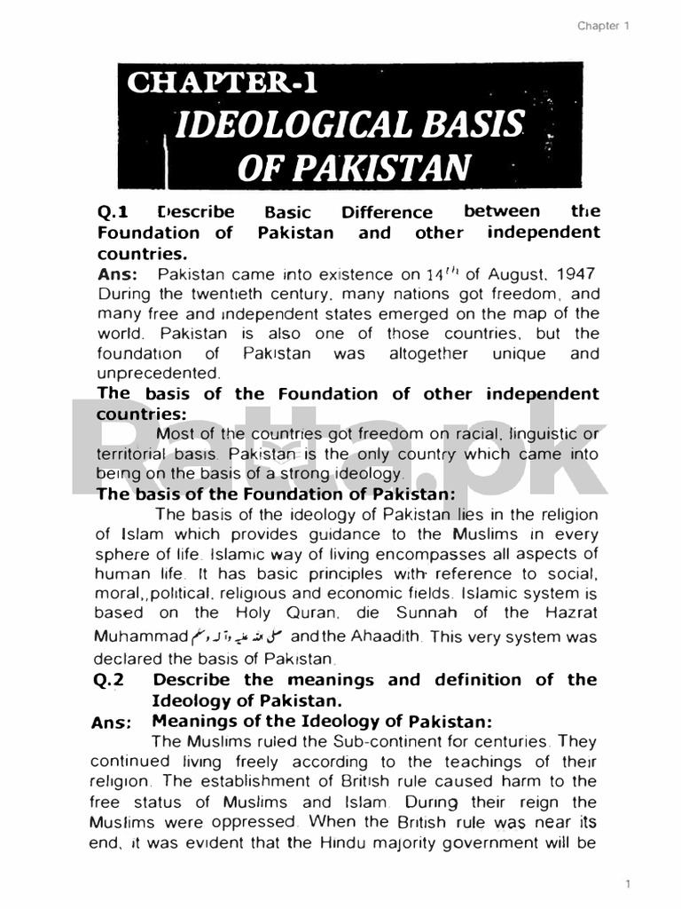 Important Notes of 9th Class Pak Study Chapter 1 English Medium | PDF ...