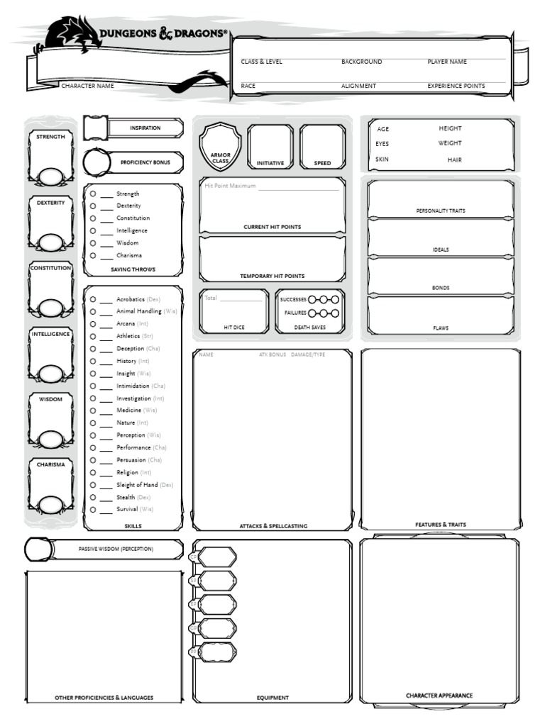 Character Sheet Warlock 5e | PDF | Tsr (Company) Games | Gary Gygax Games