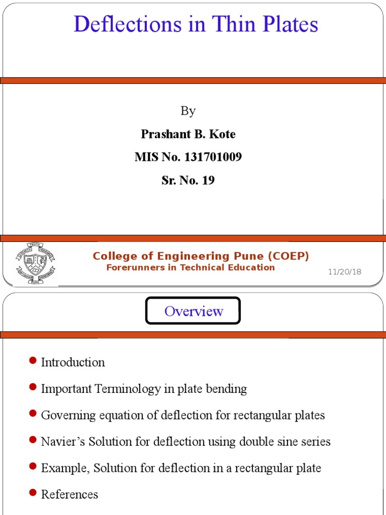 Deflection Analysis of Thin Plates | PDF | Bending | Physics