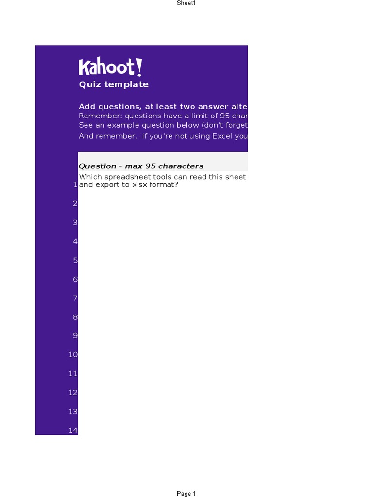 Kahoot Quiz Template | PDF