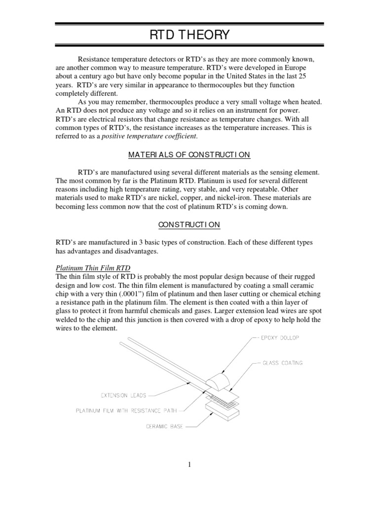 RTD Theory: Platinum Thin Film RTD | PDF