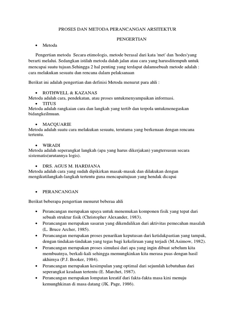 Proses Dan Metoda Perancangan Arsitektur | PDF
