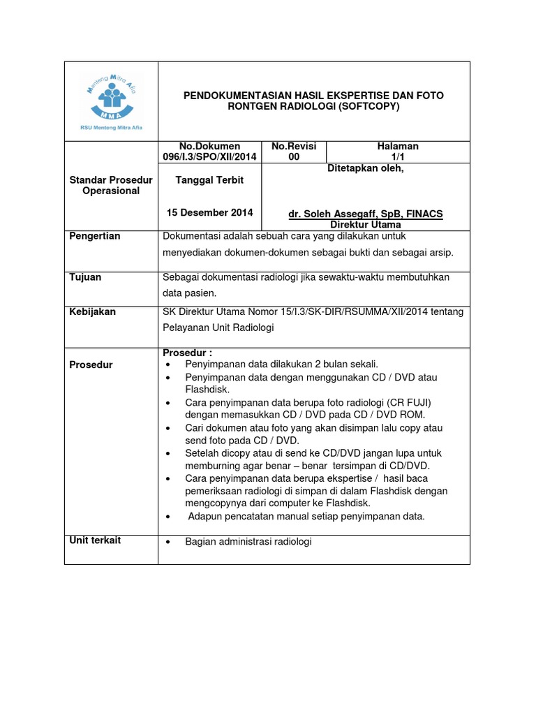 Pendokumentasian Hasil Ekspertise Dan Foto Rontgen Radiologi | PDF