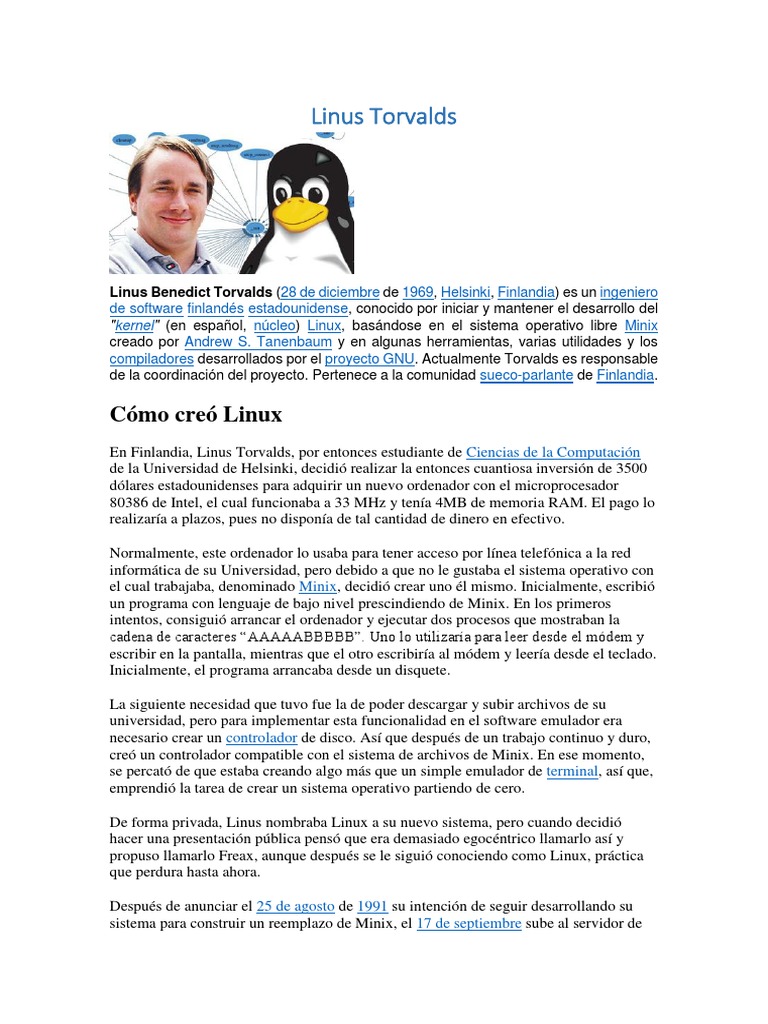 Linus Torvalds: Creador de Linux | PDF | Informática | Software