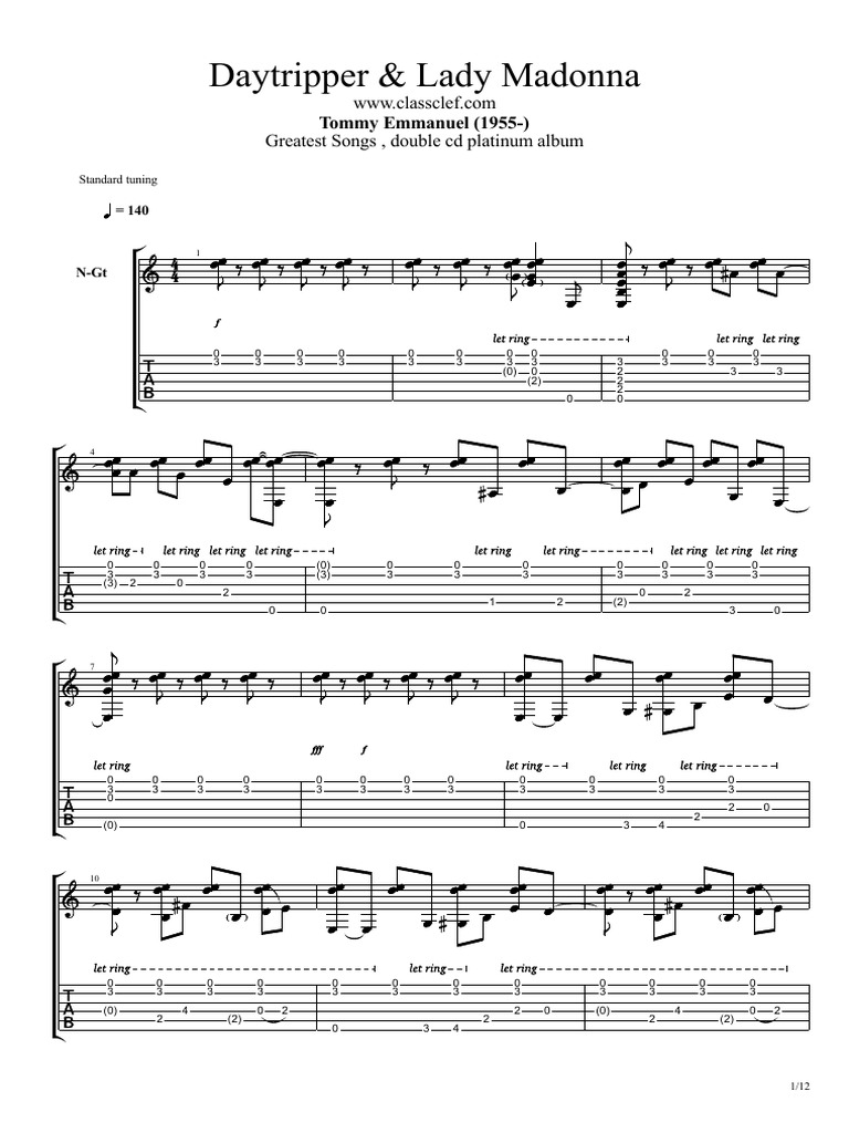 Tommy Emmanuel Daytripper Lady Madonna Version 2 PDF | PDF | Recorded Music | Albums