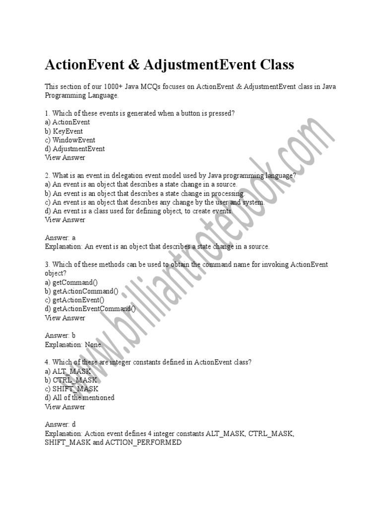 Actionevent & Adjustmentevent Class | PDF | Java (Programming Language ...