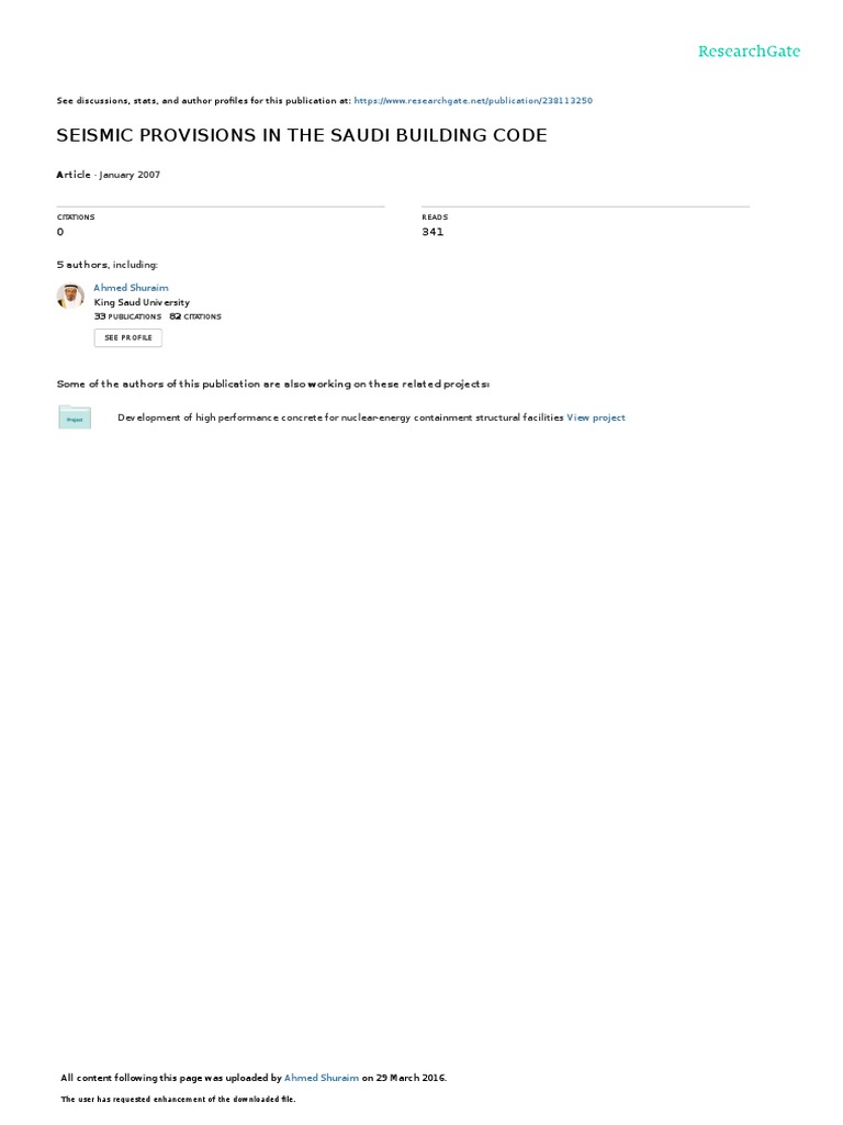 Seismic Provisions in The Saudi Building Code | PDF | Earthquakes ...