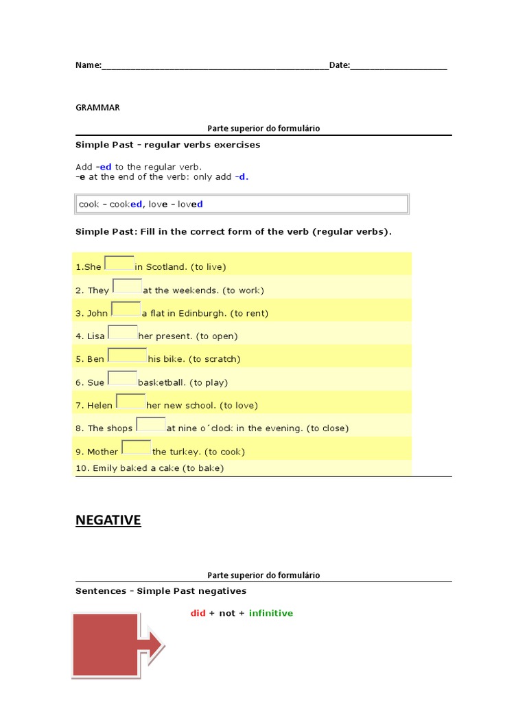 Inglês SIMPLE PAST - Exercises | PDF | Question | Semiotics