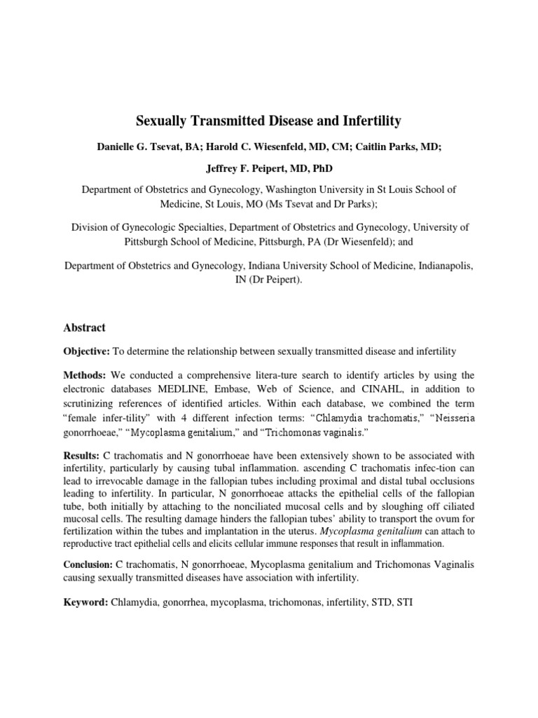 STDs and Their Impact on Infertility | PDF