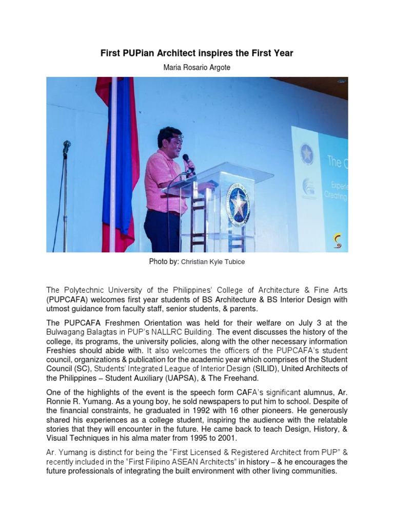 First PUPian Architect Comes Home Once Again | PDF