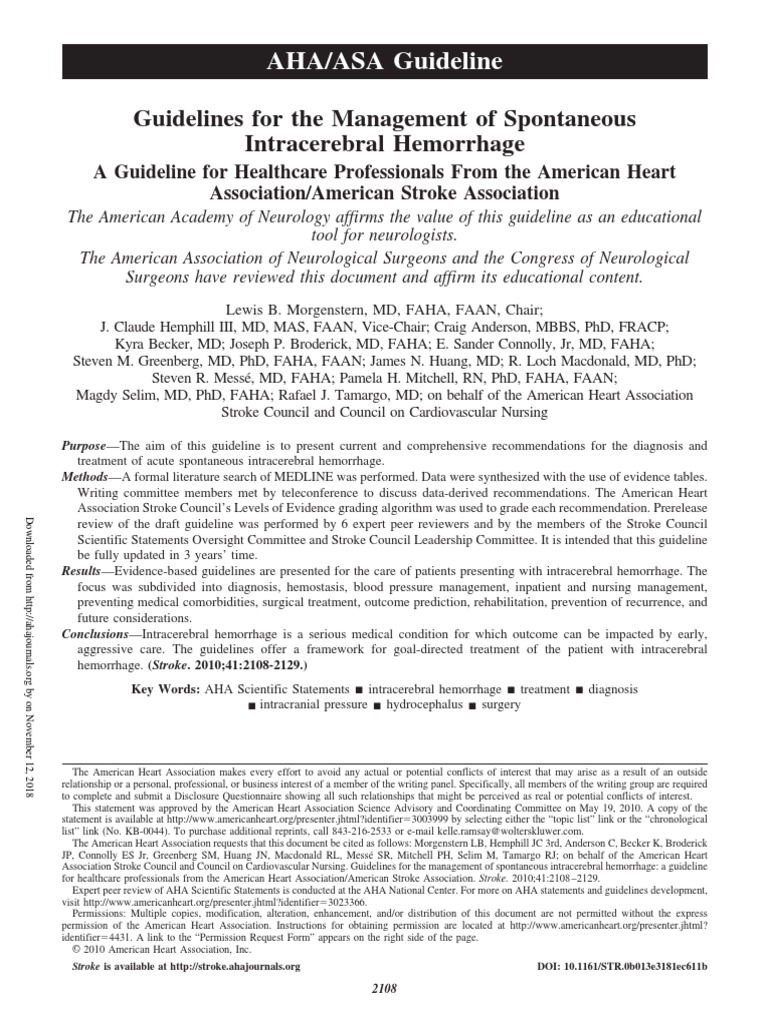 ICH Guidline AHA | PDF | Magnetic Resonance Imaging | Angiography