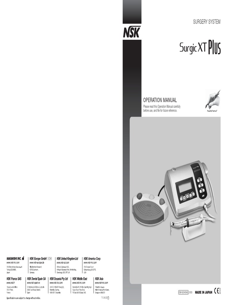 NSK Surgic XT Plus en | PDF | Electrical Connector | Electromagnetic ...