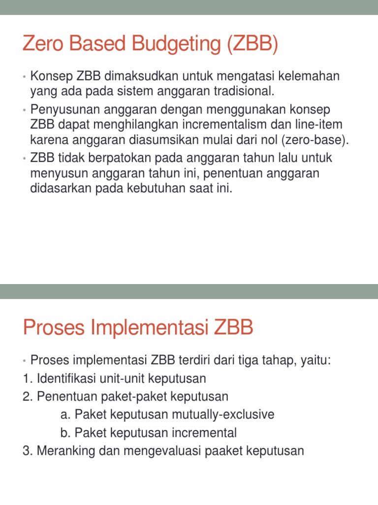 Zero Based Budgeting (ZBB) | PDF
