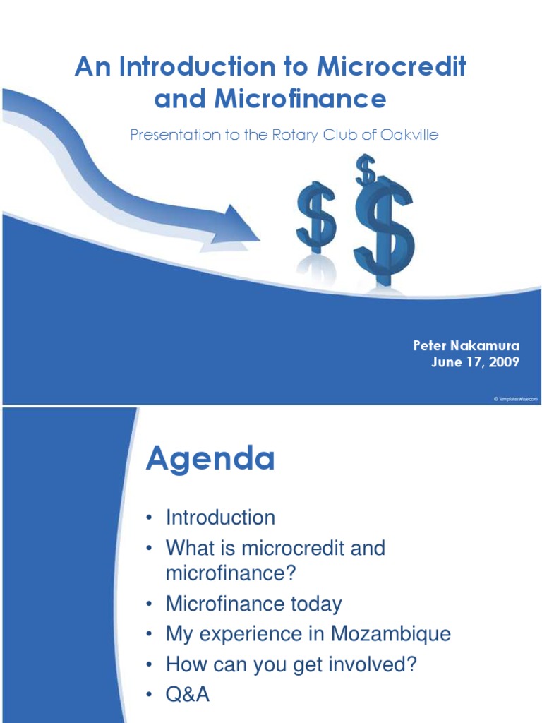 An Introduction To Microcredit and Microfinance: Presentation To The ...