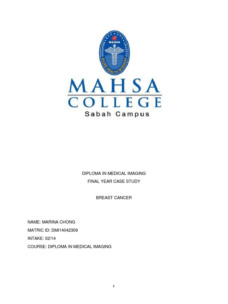Diploma in Medical Imaging Final Year Case Study | PDF | Breast Cancer ...