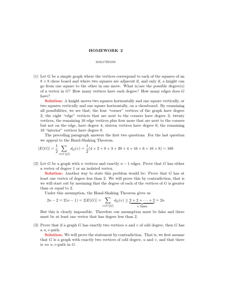 Homework 2-Solutions | PDF | Vertex (Graph Theory) | Discrete Mathematics