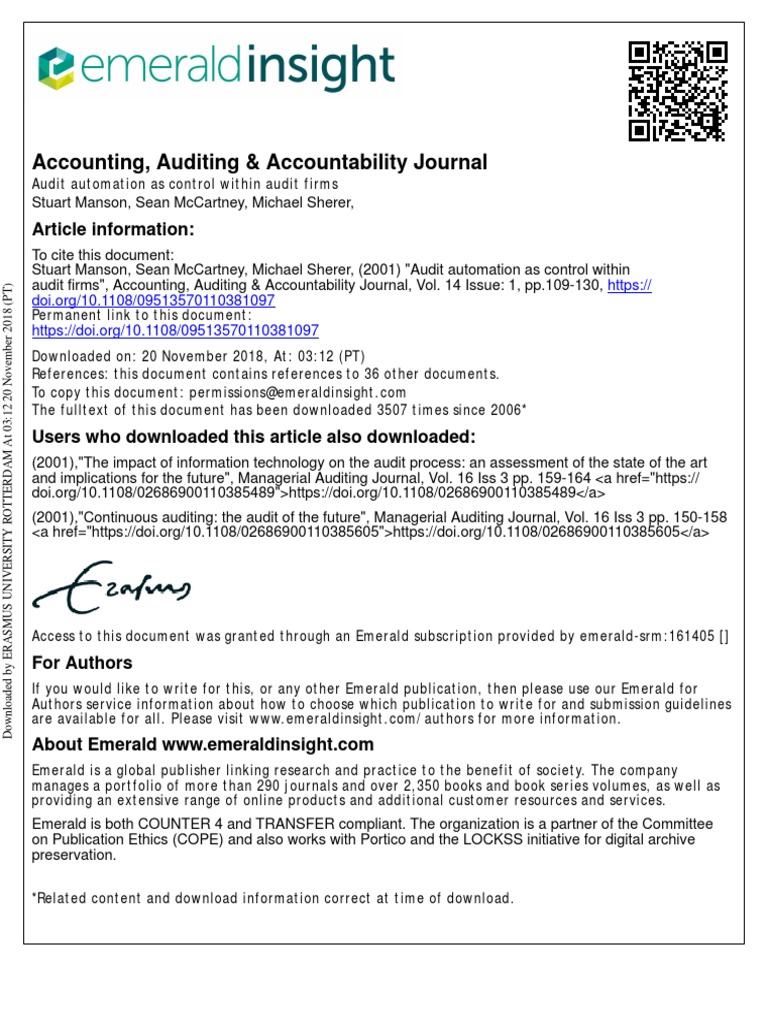 Audit Automation As Control Within Audit Firms | PDF | Audit ...