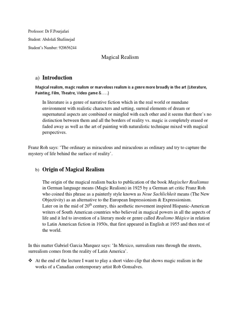 Magical Realism Lecture Text | PDF
