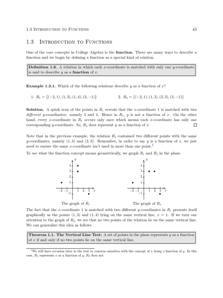 1.3 Introduction To Functions | PDF | Variable (Mathematics) | Function ...
