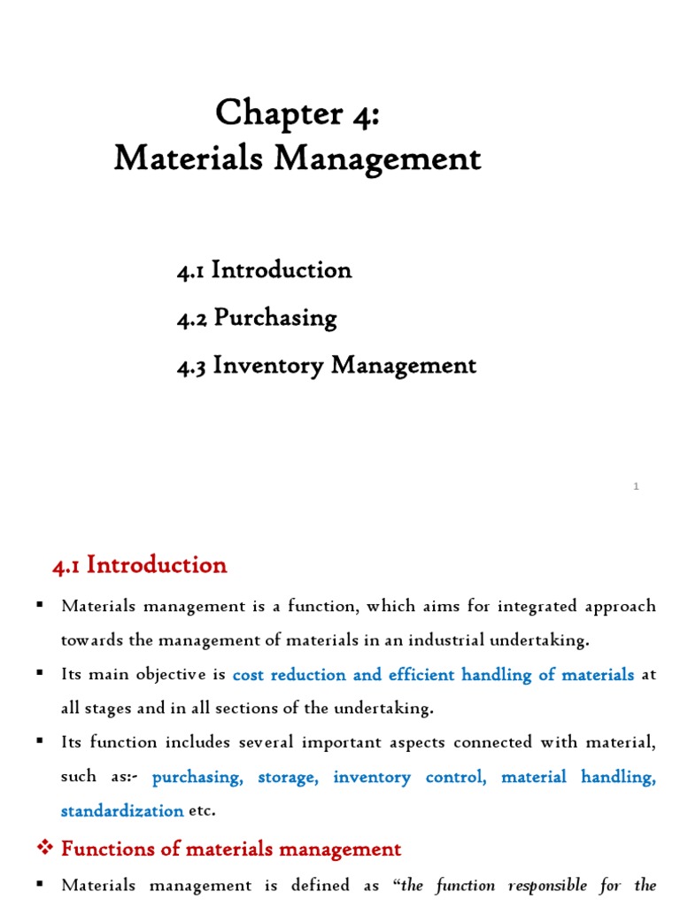 CH 4 Materials Management | PDF | Inventory | Procurement