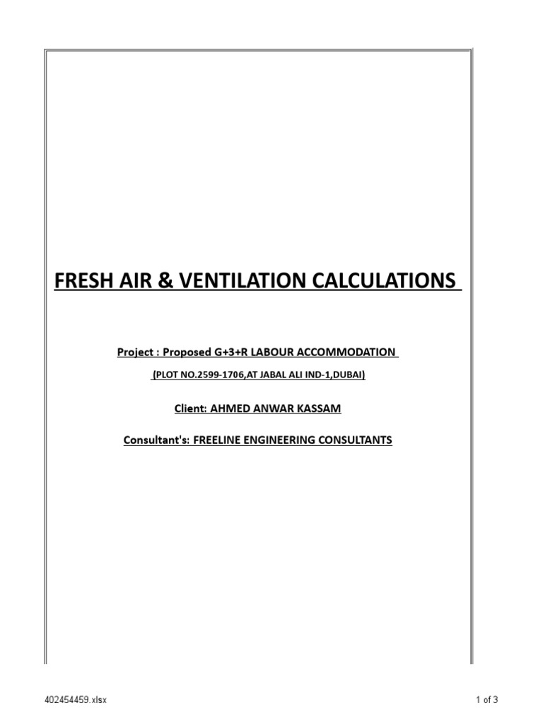 Fresh Air Calculation | PDF | Ventilation (Architecture) | Heating ...