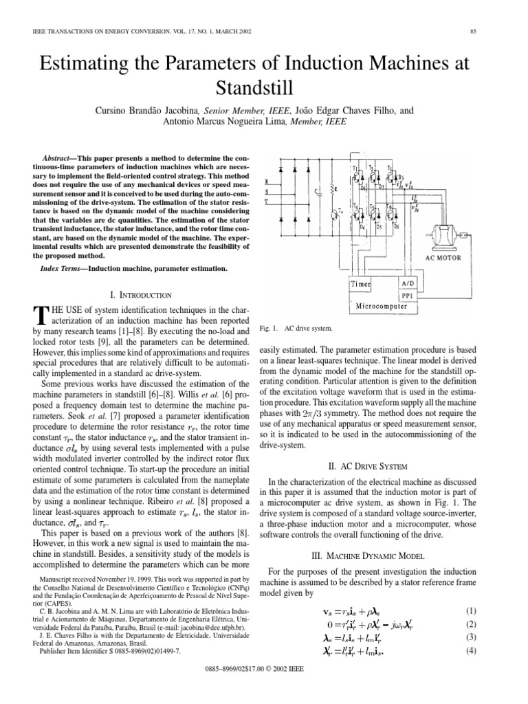 Estimating The Parameters of Induction Machines at Standstill | PDF | Regression Analysis ...