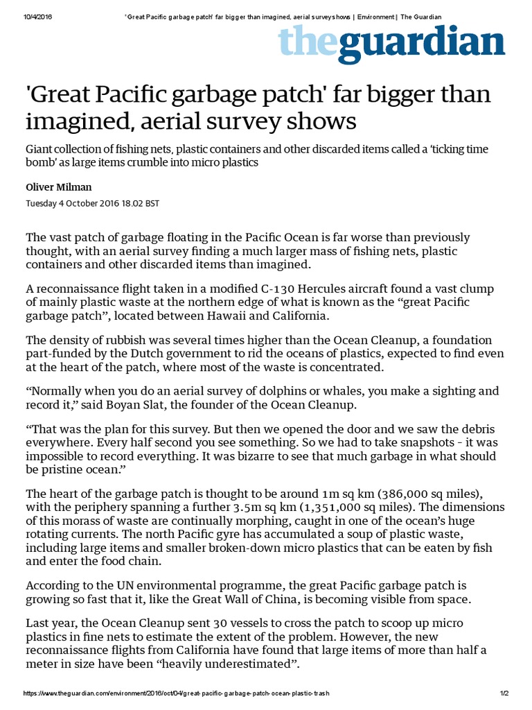 'Great Pacific Garbage Patch' Far Bigger Than Imagined, Aerial Survey ...