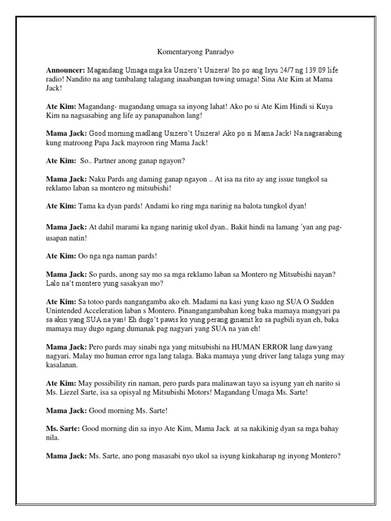 Komentaryong Panradyo | PDF