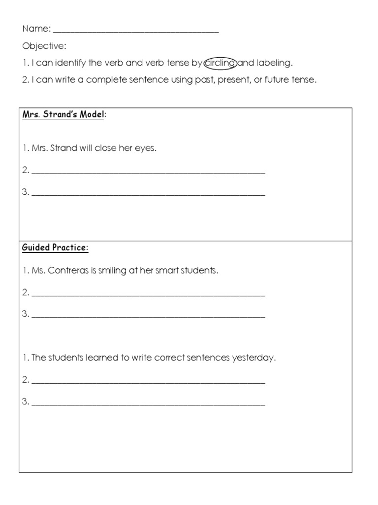 Verb Tense Lesson Assessment | PDF
