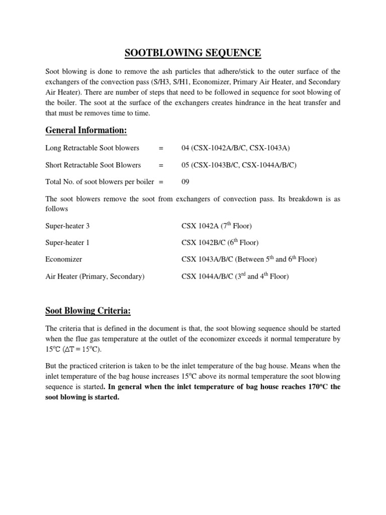 Soot Blowing Procedure for Boilers | PDF | Valve | Hvac