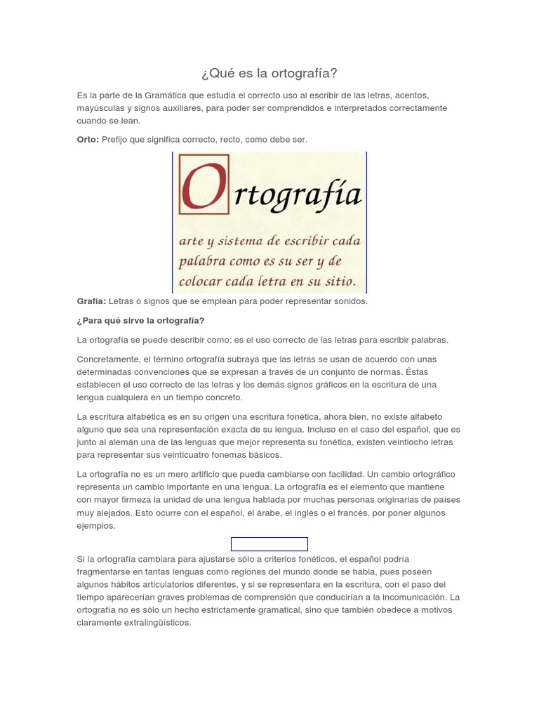 Qué Es La Ortografía | PDF | Ortografía | Escritura