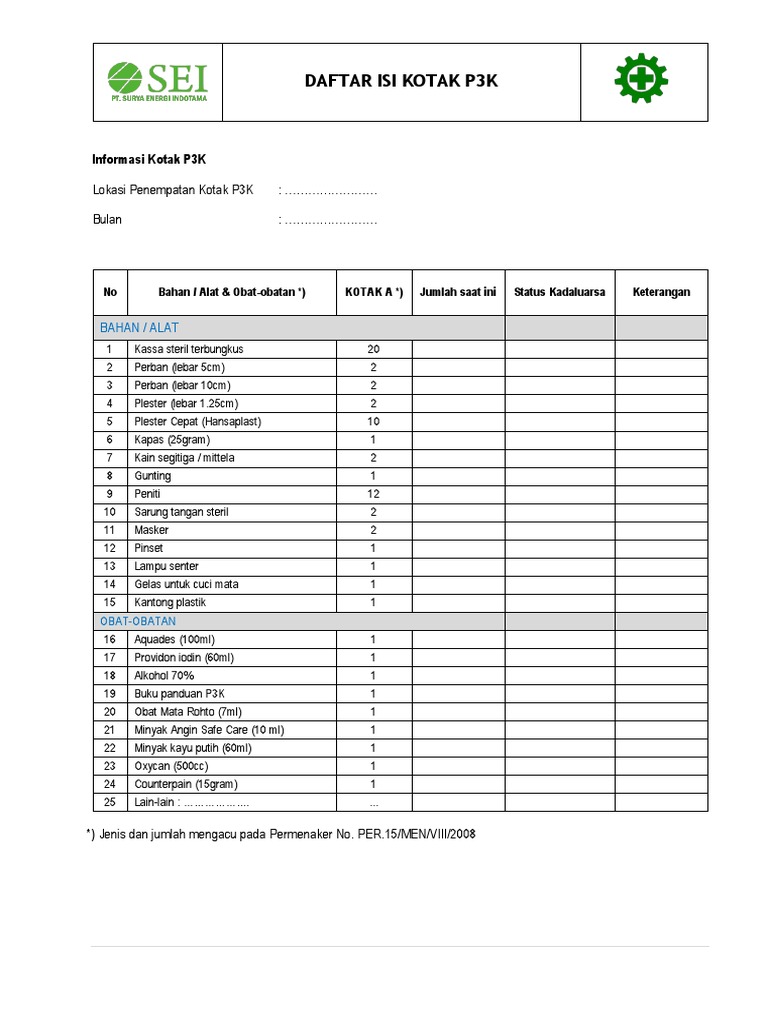 Daftar Isi P3K | PDF