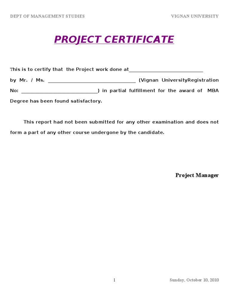 Project Certificate | PDF