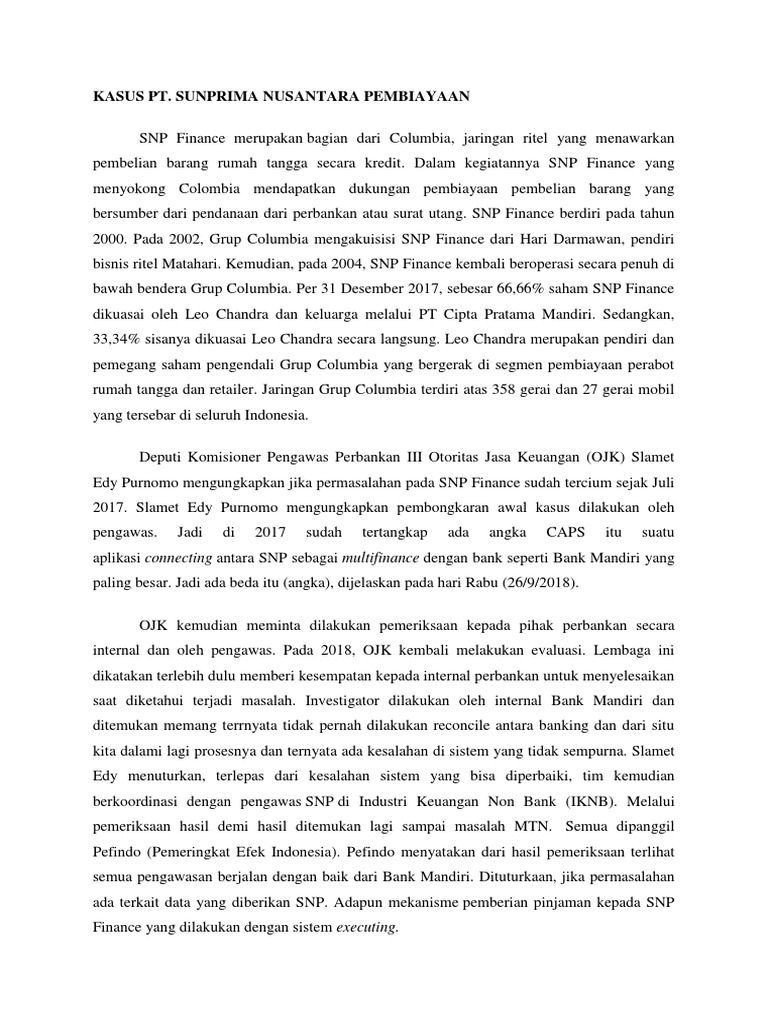 KASUS SNP FINANCE DAN AKIBATNYA | PDF