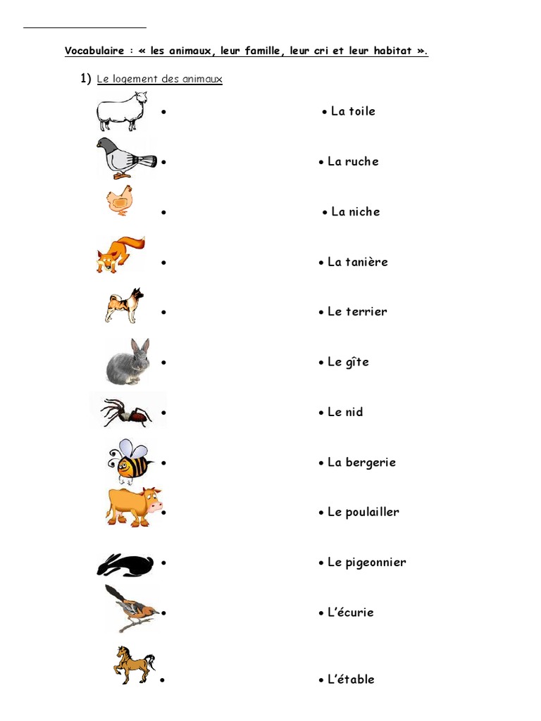 Vocabulaire Des Animaux | PDF | Loup gris | Mouton