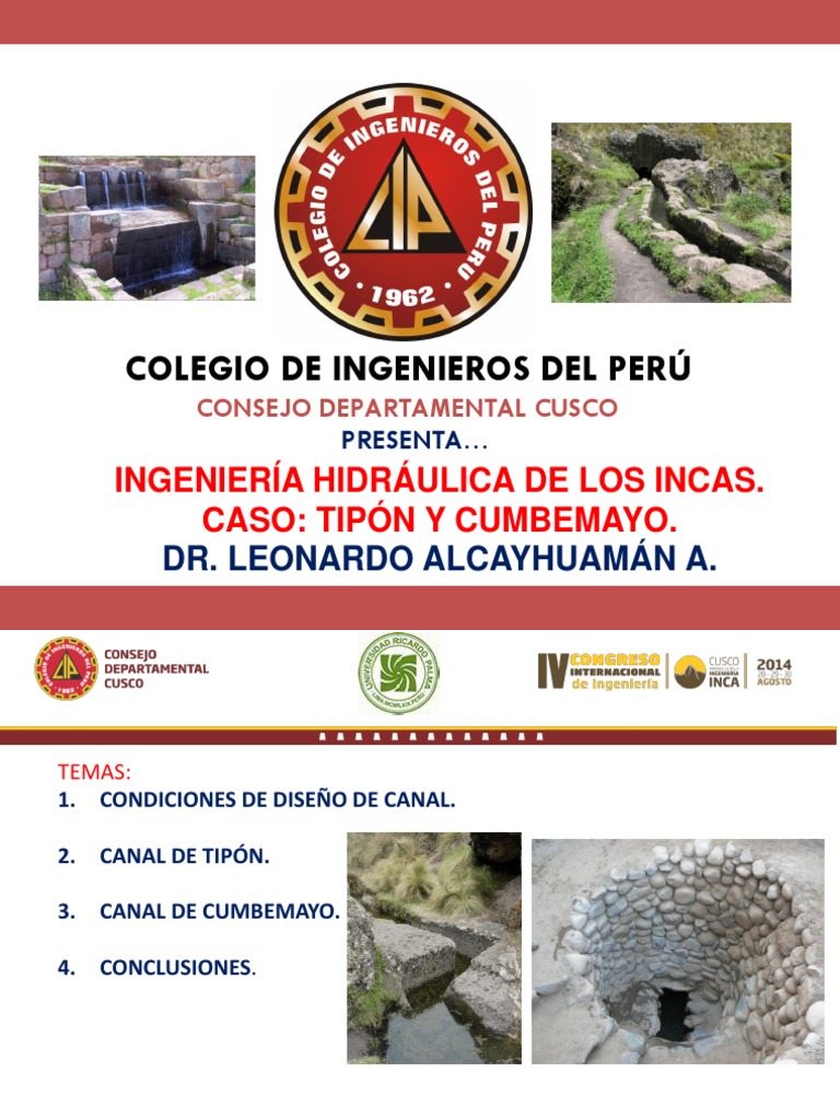 Ingeniería Hidráulica Inca: Tipón y Cumbemayo | PDF | Imperio Inca ...