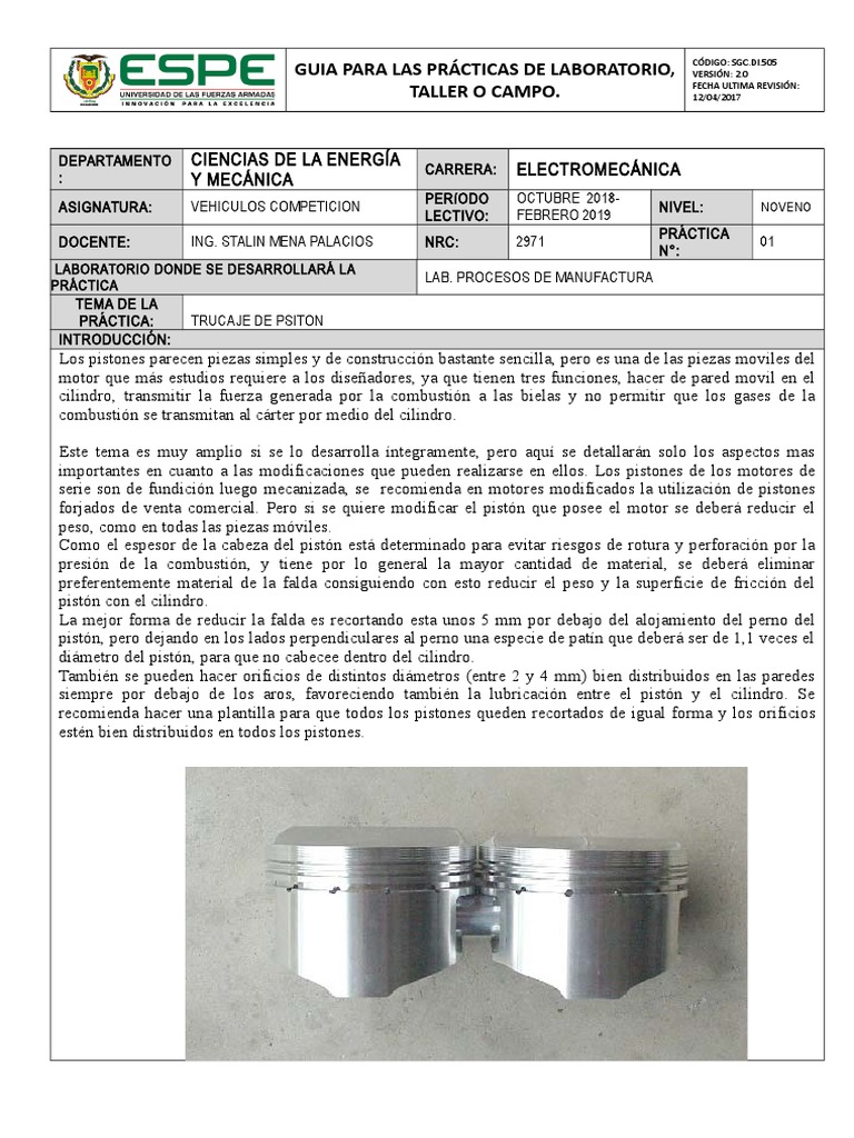 Practica 1 | PDF | Pistón | Ingeniería mecánica