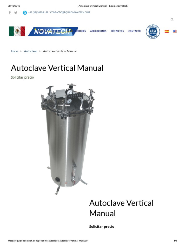 Autoclave Vertical Manual - Equipo Novatech | PDF | Naturaleza