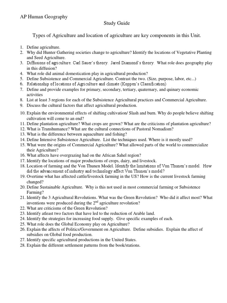 Agriculture in AP Human Geography | PDF | Intensive Farming | Livestock