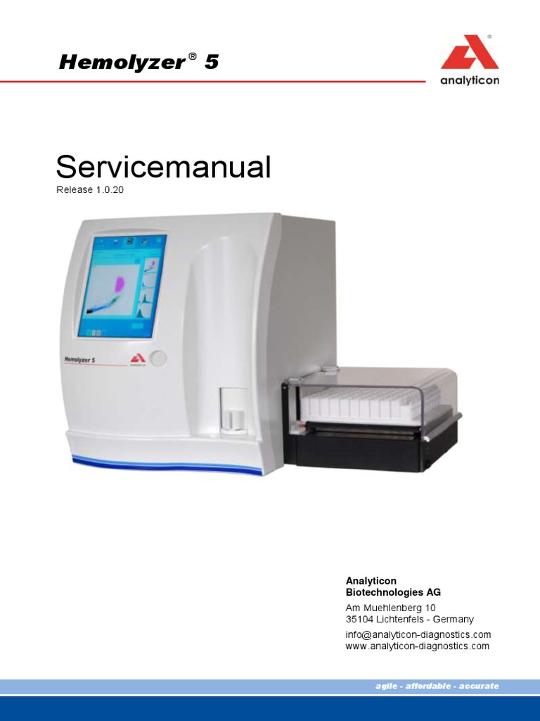ServiceManual - Hemolyzer 5 - V1 0 20 PDF | PDF | Optics | Red Blood Cell