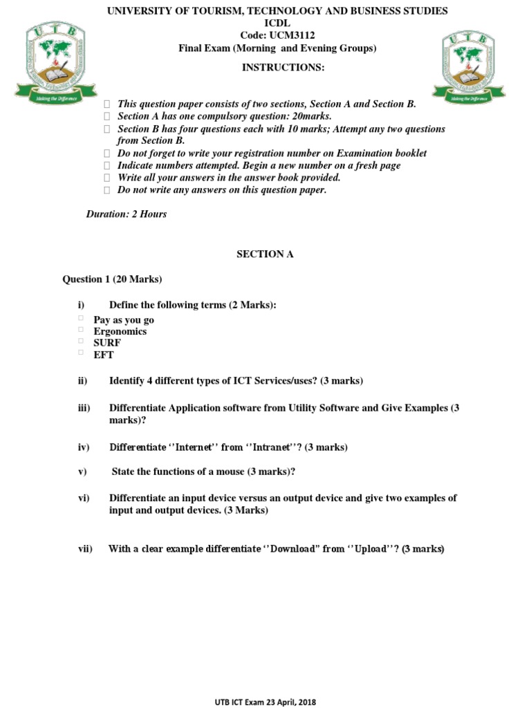 ICDL Exam | PDF | Educational Technology | Input/Output