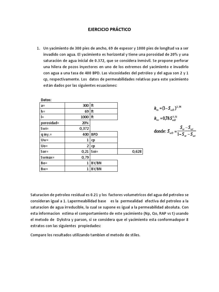 Ejercicio Práctico Dykstra-Parson | PDF | Líquidos | Magnetismo