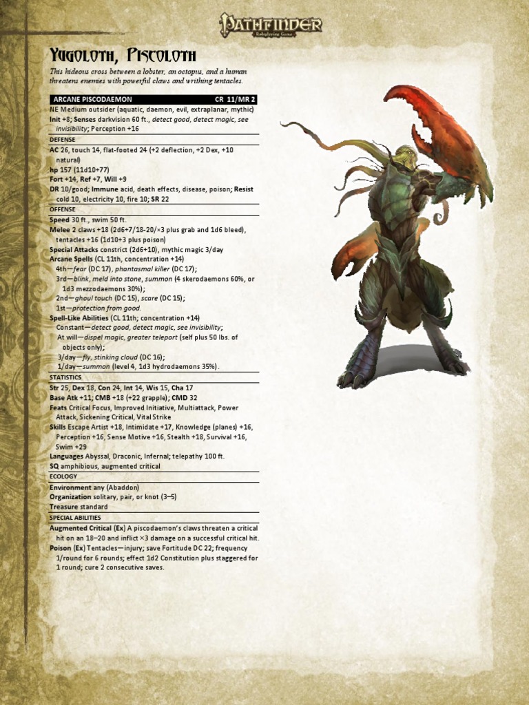 Yugoloth and Piscodaemon Stats 5E | PDF | Leisure | Nature