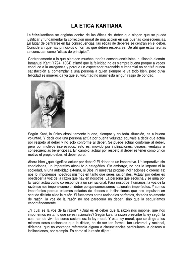 Ética Kantiana | PDF | Moralidad | Razón
