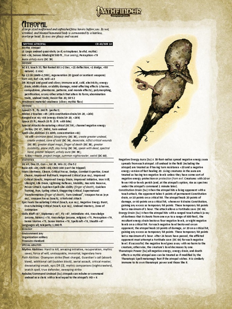 3.5 Epic To Pathfinder - Mythic Atropal | PDF | Nature