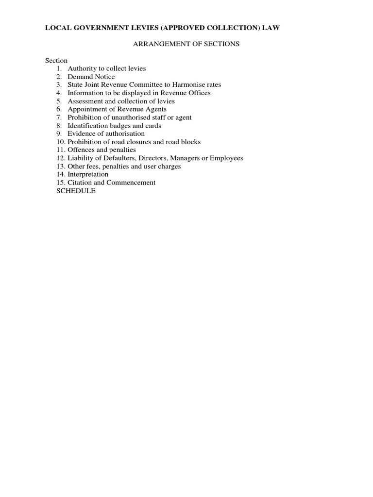 Local Government Levies Collection Law | PDF | Fine (Penalty) | Local ...